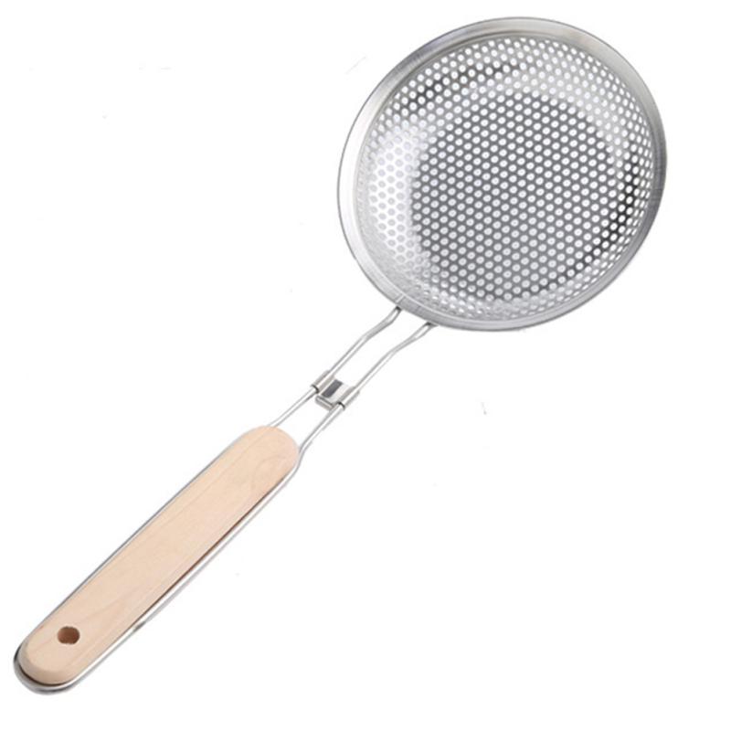 Buy Wooden Handle Strainer Stainless Steel Colander with Hanging Hole