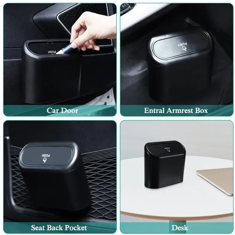 Buy Car Mini Dustbin With Lid, Garbage Organizer