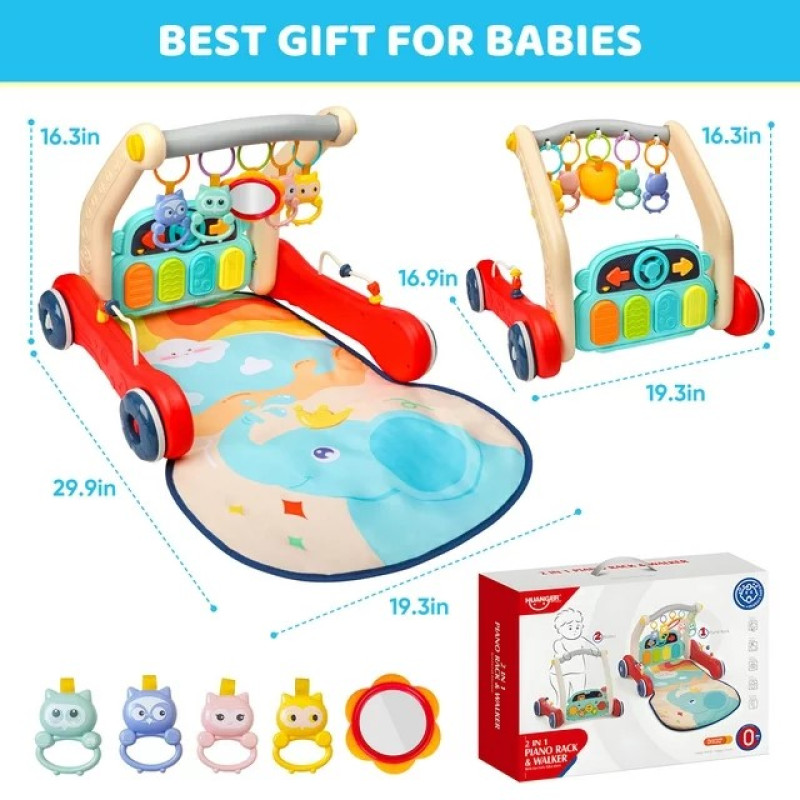2 In 1 Baby Play Mat With Push Walker And Musical Piano Keyboard | Hamza Store