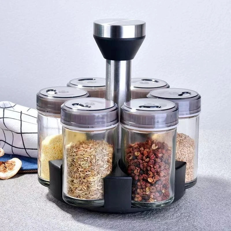 6 Jar Revolving Spice Rack Organizer | Hamza Store