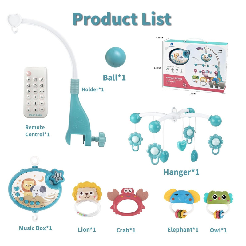 Baby Music Crib/Cot Mobile With Projector And Remote | Hamza Store