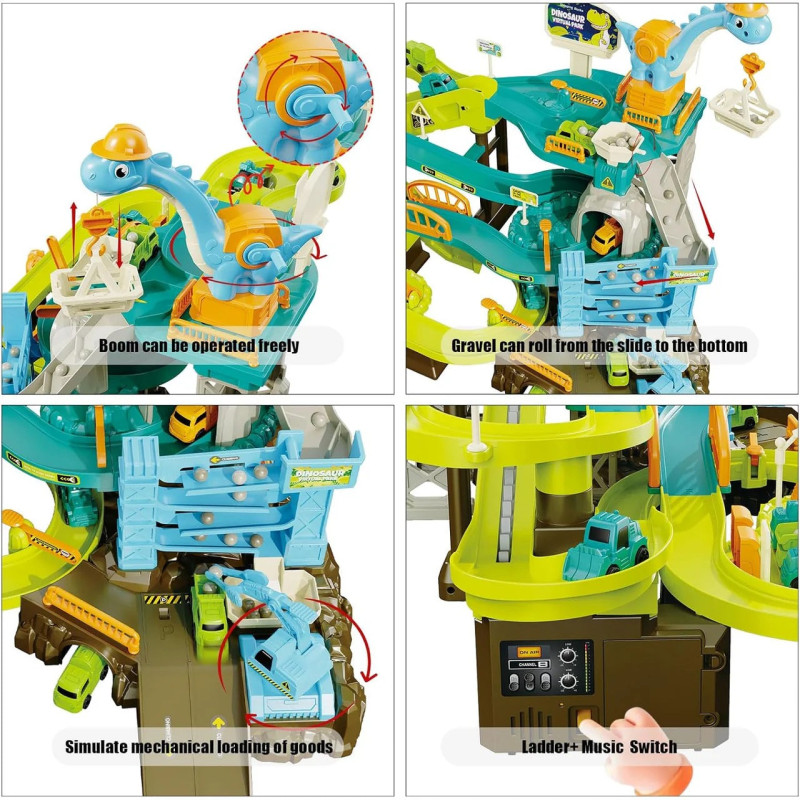 Dinosaur Climbing Hills Rail Car Colorful Track Set | Hamza Store