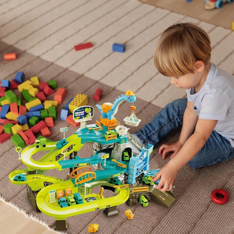 Dinosaur Climbing Hills Rail Car Colorful Track Set | Hamza Store