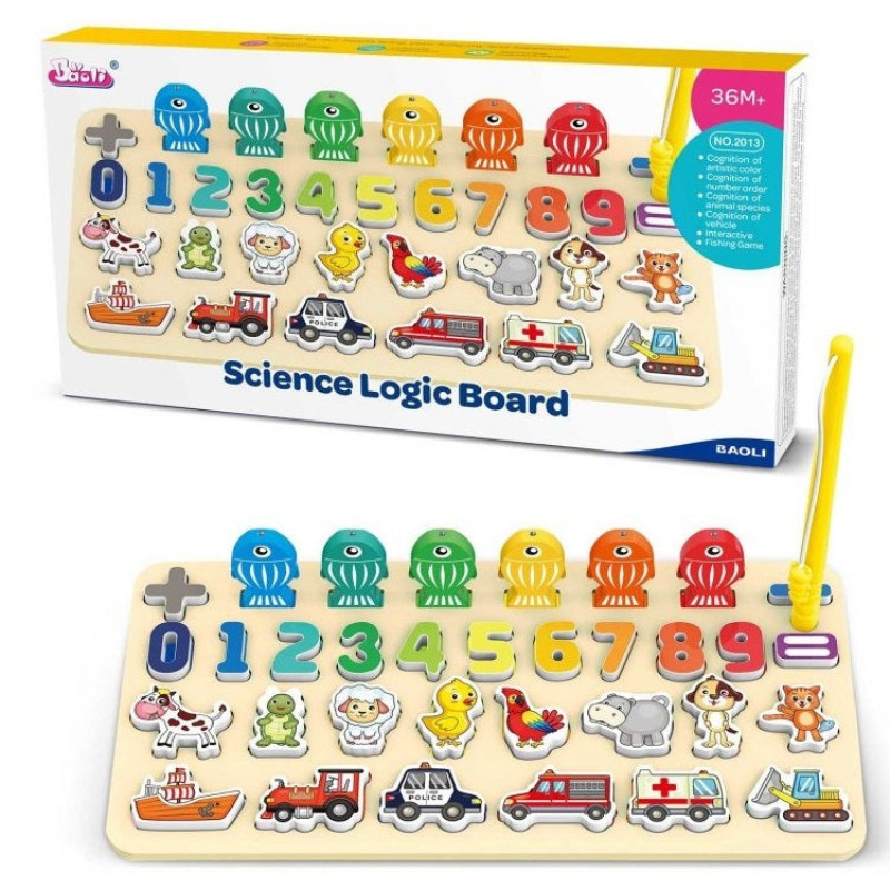 Numbers, Animals And Vehicles Interactive Board With Magnetic Fishing ...