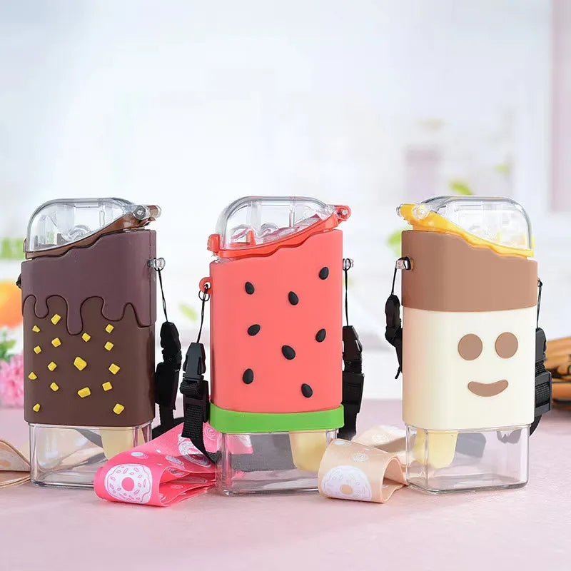 Ice Cream Water Bottle With Straw | Hamza Store